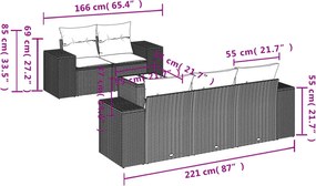 6dílná zahradní sedací souprava s poduškami šedá polyratan 3254637