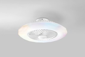FAN LED-SKYRON-BT Stropní ventilátorové LED svítidlo Skyron (bílé) 40 W, 4800 lm, CCT, stmívatelné, RGB, RF ovladač, 22,5 x 59,5 cm - FANEUROPE