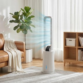 HOMCOM 3v1 přenosný výparný chladič vzduchu — zvlhčovač a ventilátor, 2 chladící vložky, nádrž 1,7 l, 15hod. časovač, 70° oscilace, dálkové ovládání,…
