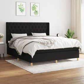 Box spring postel s matrací černá 160x200 cm textil 3132243
