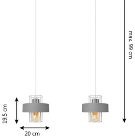 Lustr na lanku VOLTA 2xE27/15W/230V šedá
