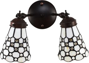 Nástěnná lampa Tiffany s bílými stínidly Panne - 30*23*23 cm E14/max 2*25W