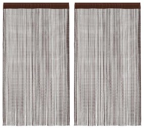 Provázkové záclony, 2 ks, 100x250 cm, hnědá