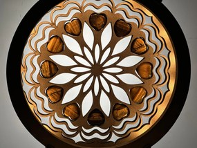 Li-Go "Srdce, mandala s tygřím okem" Stolní lampa 20x22 cm černá s patinou