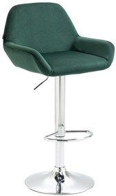 Barová židle Romsey - samet - chromovaný rám | zelená