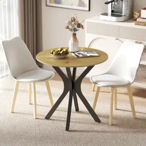 HOMCOM Jídelní stůl kuchyňský stůl kulatý stůl, moderní design, 78 cm x 75 cm, přírodní dřevo