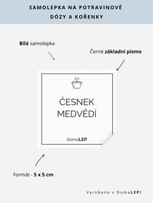 Samolepka na kořenky ČESNEK MEDVĚDÍ bílá 5 × 5 cm základní písmo