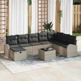 Set pohovek 9 ks Světle šedá polyratan 3359141