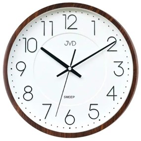 JVD Nástěnné tiché netikající hodiny JVD HX2495.3 v imitaci dřeva