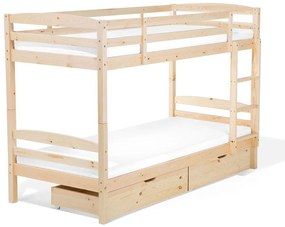 Patrová postel s úložným prostorem 90 x 200 cm světlé dřevo REGAT Beliani