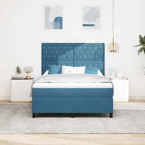 Postel s boxspringem s matrací Tmavě modrá 140 x 200 cm samet 3339774