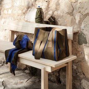 FERM LIVING Ručník / osuška Alee, Olive / Bright Blue, 50 x 100