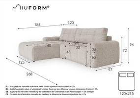 Světle hnědá rozkládací modulární rohová pohovka s úložným prostorem (levý roh) Lulu – Miuform