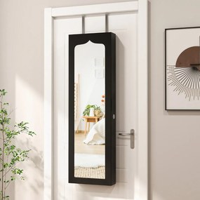 Costway Šperkovnice s LED Uzamykatelná nástěnná/dveřní šperkovnice