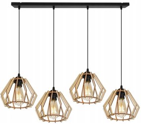 Závěsné svítidlo Timber, 4x dřevěné stínítko