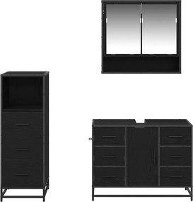 Sada koupelnového nábytku 3 ks Černý dub 80 x 33 x 60 cm 3402496