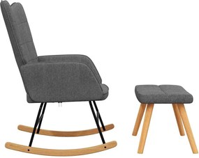 Houpací křeslo se stoličkou tmavě šedé textil 328019