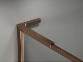Mexen, Mexen Kioto-XF L sprchová stěna s rámem 120 x 202 cm, průhledná 10 mm, růžové zlato - 800-120-174-60-00-XF