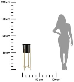 Stojan na květiny 75x17 cm černá/zlatá