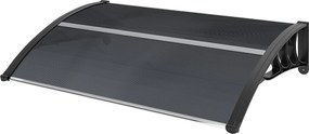 Outsunny Slunečník pro Přední Dveře 100 x 75 cm, Obloukový Slunečník z Hliníku a Polykarbonátu, Skloněný Slunečník s UV Ochrannou, Přední Dveřní Slune