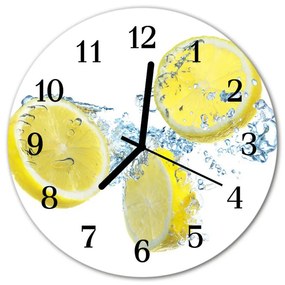 Skleněné hodiny kulaté citróny