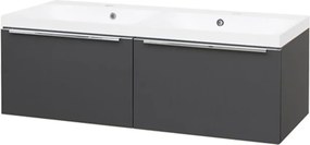 Mereo Mereo, Mailo, koupelnová skříňka s umyvadlem z litého mramoru 121 cm, bílá, dub, antracit, CN538M