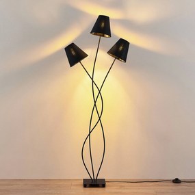 Lindby Komalie stojací lampa, 3 zdroje, černá