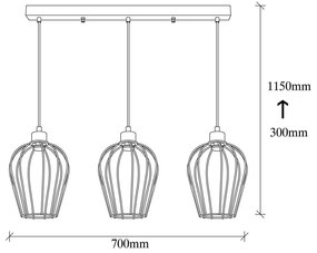 Černé závěsné svítidlo pro 3 žárovky Opviq lights Tel Long