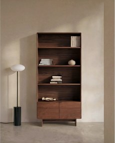 Regál v dekoru ořechu v tmavě přírodní barvě 90x190x35 cm Norlen – Kave Home