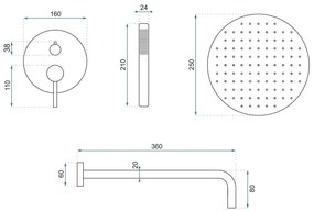 Rea Lungo Grip, podomítková sprchová souprava + BOX montážní systém, měděná matná, REA-P5651
