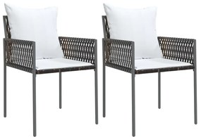 Zahradní židle s poduškami 2 ks hnědé 54 x 61 x 83 cm polyratan - Default Title