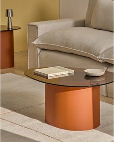 Hnědý konferenční stolek se skleněnou deskou 74x81,5 cm Olir – Kave Home