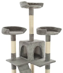 Škrabadlo pro kočky se sisalovými sloupky - šedé | 170 cm