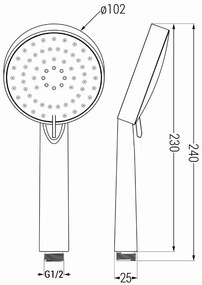 Mexen příslušenství - 1-bodový ruční sprchový set R-75, černá, 785756052-70