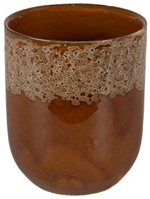 Hnědobílý keramický kalíšek na čaj - ∅ 7*8 cm / 0,15L