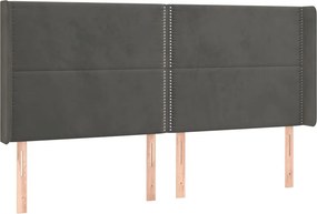 Box spring postel s matrací a LED tmavě šedá 160x200 cm samet 3139512