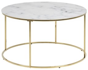 Konferenční kulatý stolek Bolton 2 bílý mramor/zlatá