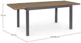 BIZZOTTO Rozkládací zahradní stůl ELIAS 140x90 cm antracit 0662179