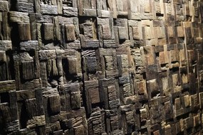 Dřevěná lodní mozaika  - obkladový panel 300 x 300 x 10 - 12 mm (0,09 m²)