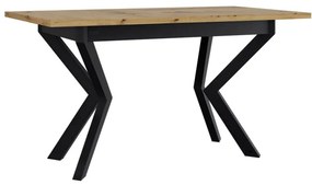 Jídelní stůl Elarno 80 x 140/180 IV, Barva dřeva: dub artisan - L, Barvy nožiček: černý kov
