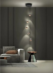 LED závěsné svítidlo s kovovým stínidlem ø 30 cm v černo-měděné barvě Orbit – Trio Select