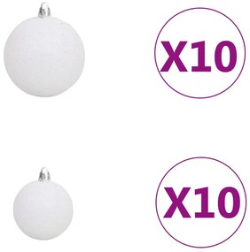 vidaXL Marketos Umělý vánoční stromek LED osvětlení sada koulí a šišky 210 cm