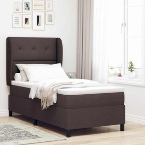 Postel s boxspringem s čelo Tmavě hnědá 90 x 190 cm textil 3340539