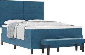 Postel s boxspringem s čelo Tmavě moddrá 200 x 160 cm samet 3344526