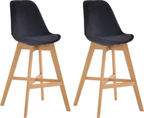Sada 2 barových židlí Cannes samet přírodní konstrukce – černá