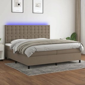 Fionshop 264253513 Box spring postel s matrací a Led taupe 200x200 cm tex