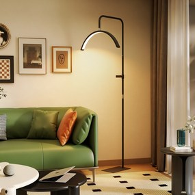 HOMCOM LED půlměsíční řasová lampa s držákem na telefon, 350° otočná, beauty ringlight, teplá lampa s nastavitelnou výškou
