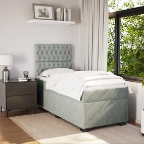 Box spring postel s matrací světle šedá 90x200 cm samet 3293116