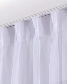 Záclona na dvojitých hačcích flex barva bílá látka poloprůhledná, pletený vzor, vzorované