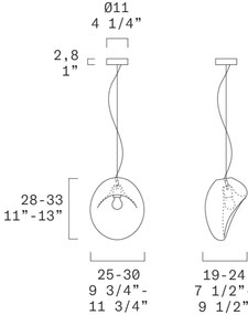 Leucos 0012407 Lightbody S, závěsné svítidlo z růžového skla, 1x max.10W LED E27, výška 28-33cm